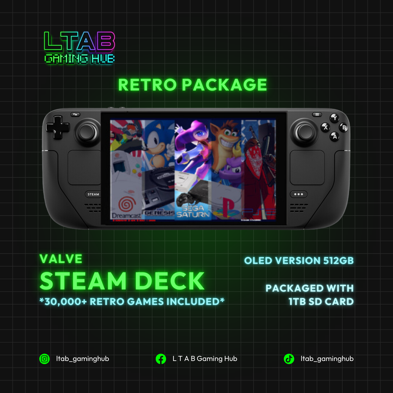 Steam Deck OLED 512GB + 1TB (Retro Package) – LTAB Gaming Hub